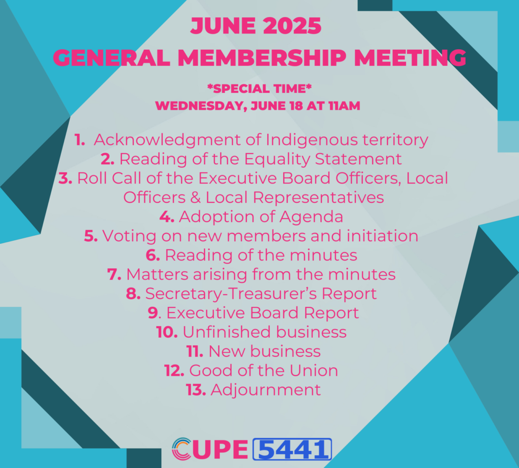 June 18, 2025 - General Membership Meeting - CUPE 5441